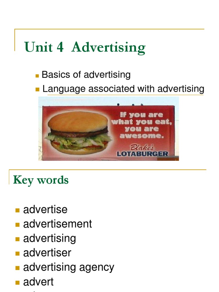 Unit 4 Advertising | PDF | Promotion (Marketing) | Advertising