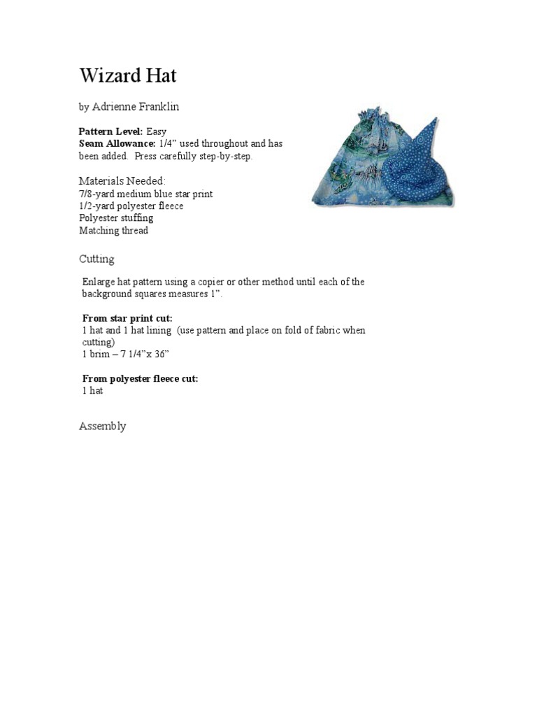 Crafts - Costume Sewing - Wizard Hat & Cape - Cosplay Pattern | PDF ...