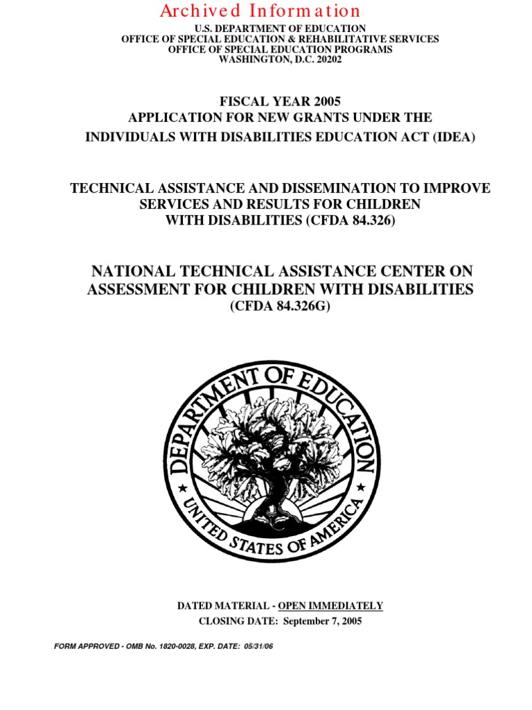 IDEA Grant Application for 2005 | PDF | No Child Left Behind Act ...