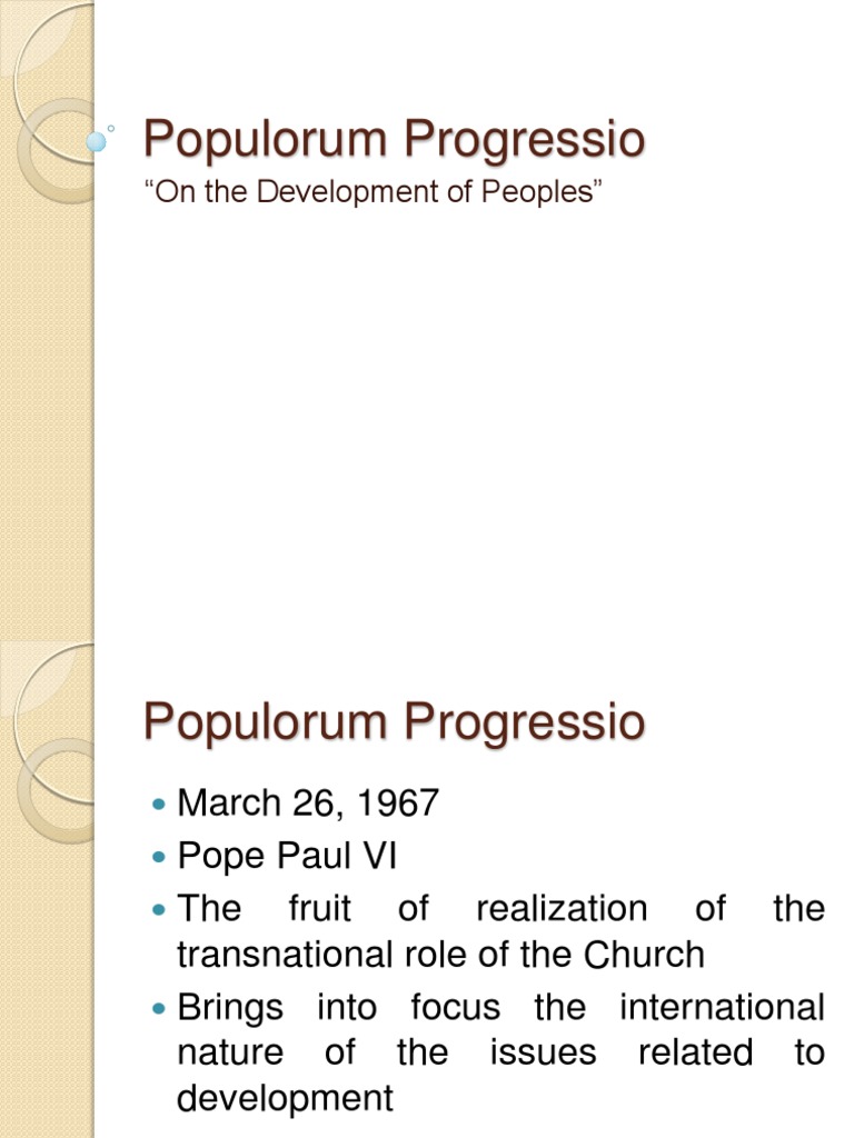 Populorum Progressio: Development Insights | PDF | Religion And Belief ...