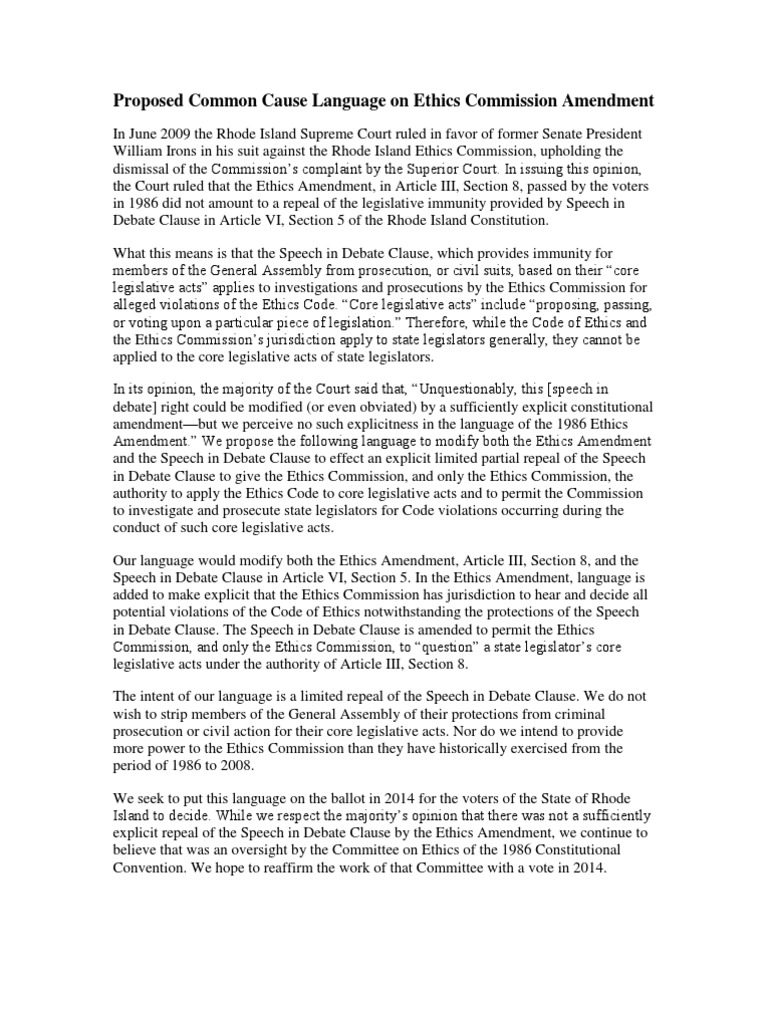 2013 Ethics Amendment One-pager | Article Three Of The United States ...