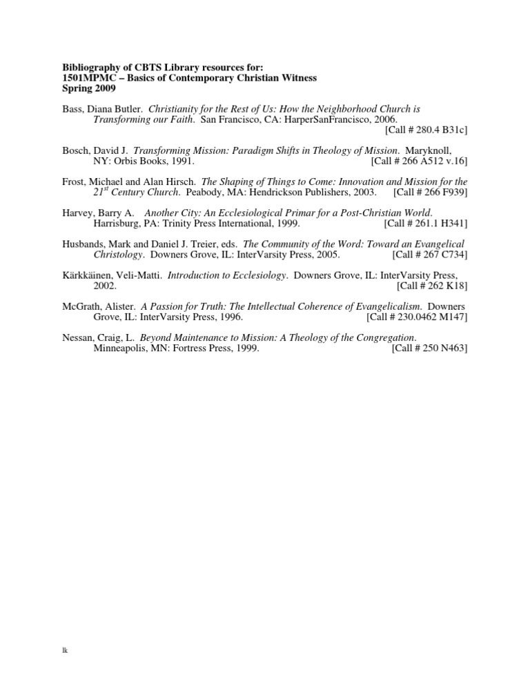 CBTS Library Resources for Christian Witness | PDF