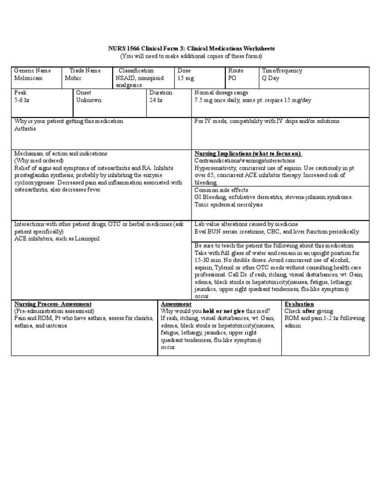Meloxicam (Mobic) Medication Overview | PDF | Drugs | Medical Treatments