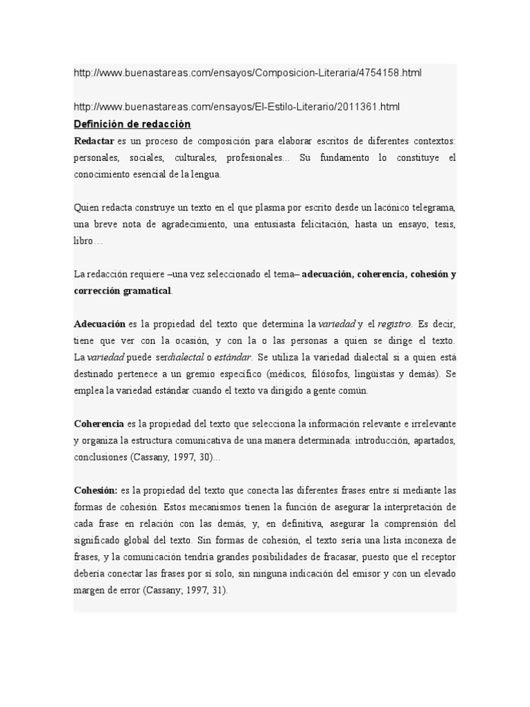 Definición de Redacción | PDF | Palabra | Autor