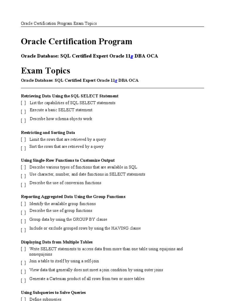 Oracle Database SQL Certified Expert | PDF