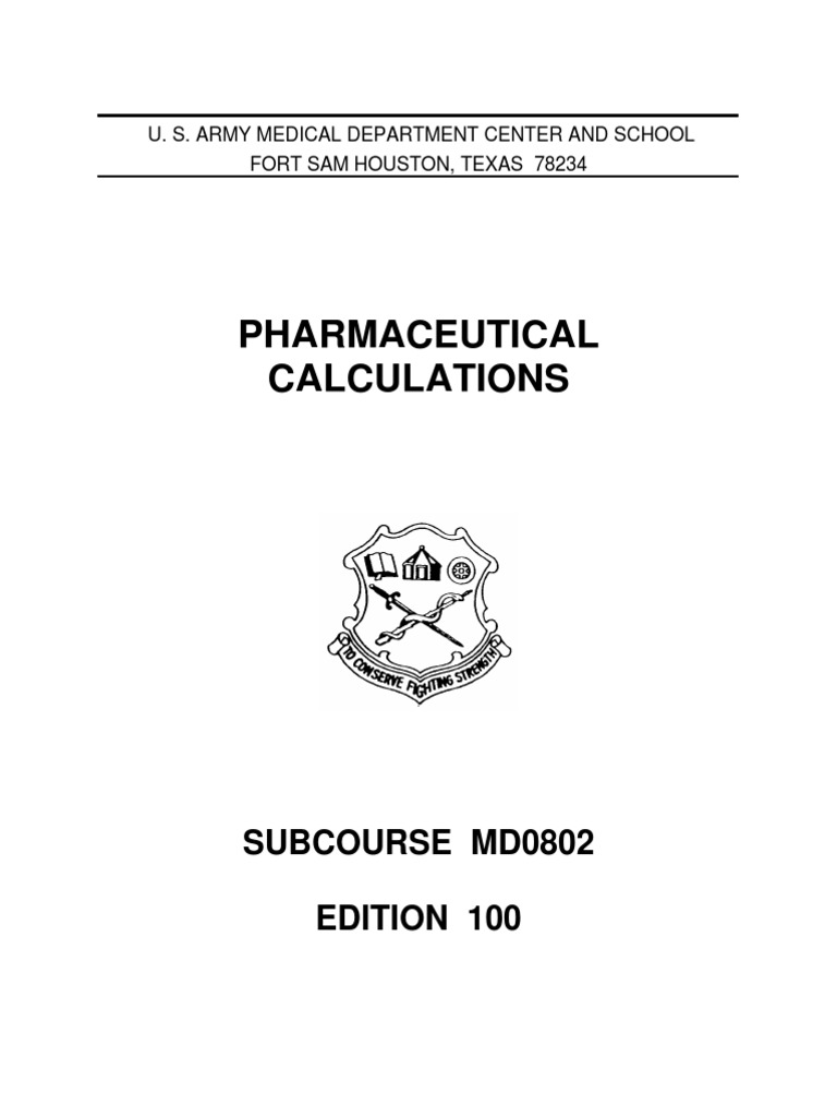 US Army Medical Pharmaceutical Calculations | PDF | Fraction ...