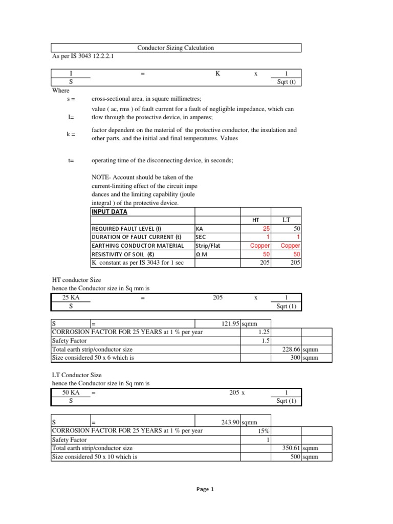 Earthing Calculations | PDF
