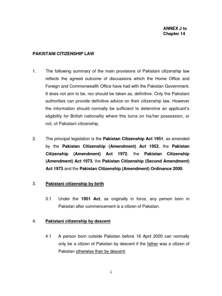 Overview of Pakistani Citizenship Law | PDF | Nationality Law | Citizenship