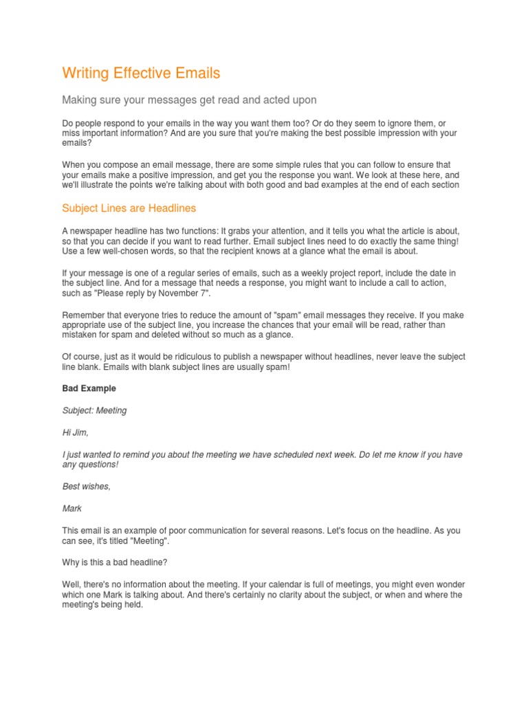 Writing Effective Emails | PDF | Email Spam | Communication