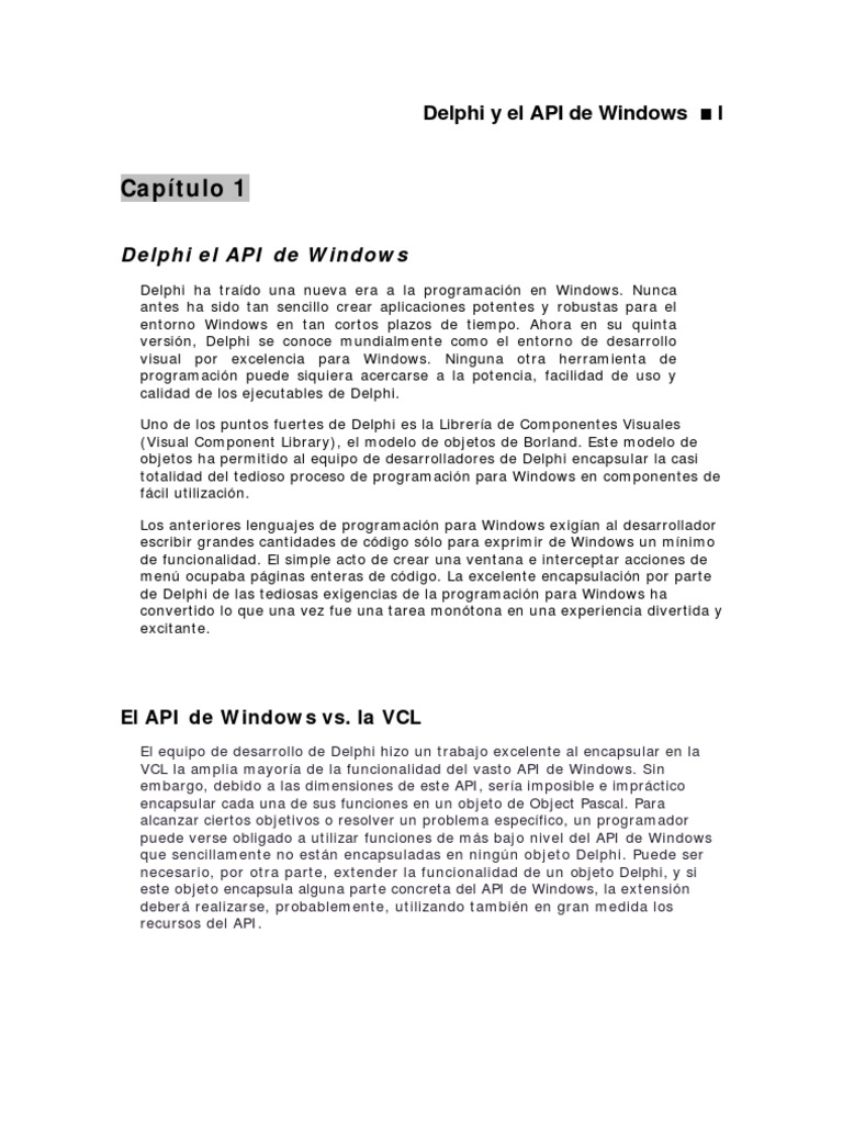 1169-Delphi y El API de Windows Capitulo 1 | PDF | Puntero (Programación de computadora) | Tipo ...