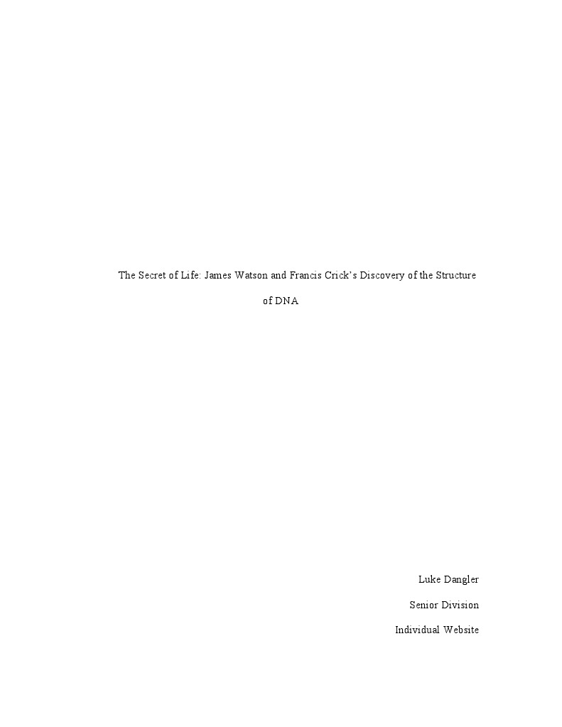 NHD Process Paper 2012-2013 | PDF | James Watson | Dna