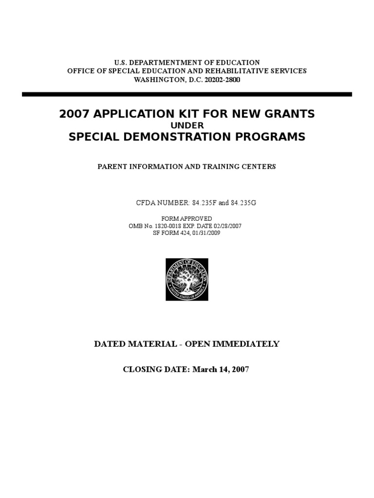 2007 Grant Application Kit for Special Programs | PDF | Finance & Money ...