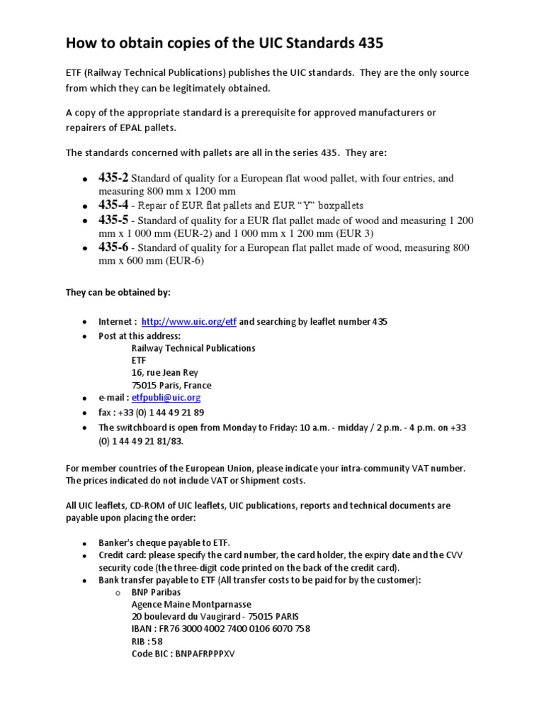 Obtaining UIC Standards 435 Copies | PDF