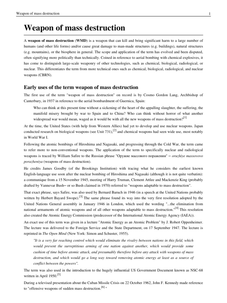 Weapon of Mass Destruction | PDF | Weapons Of Mass Destruction ...