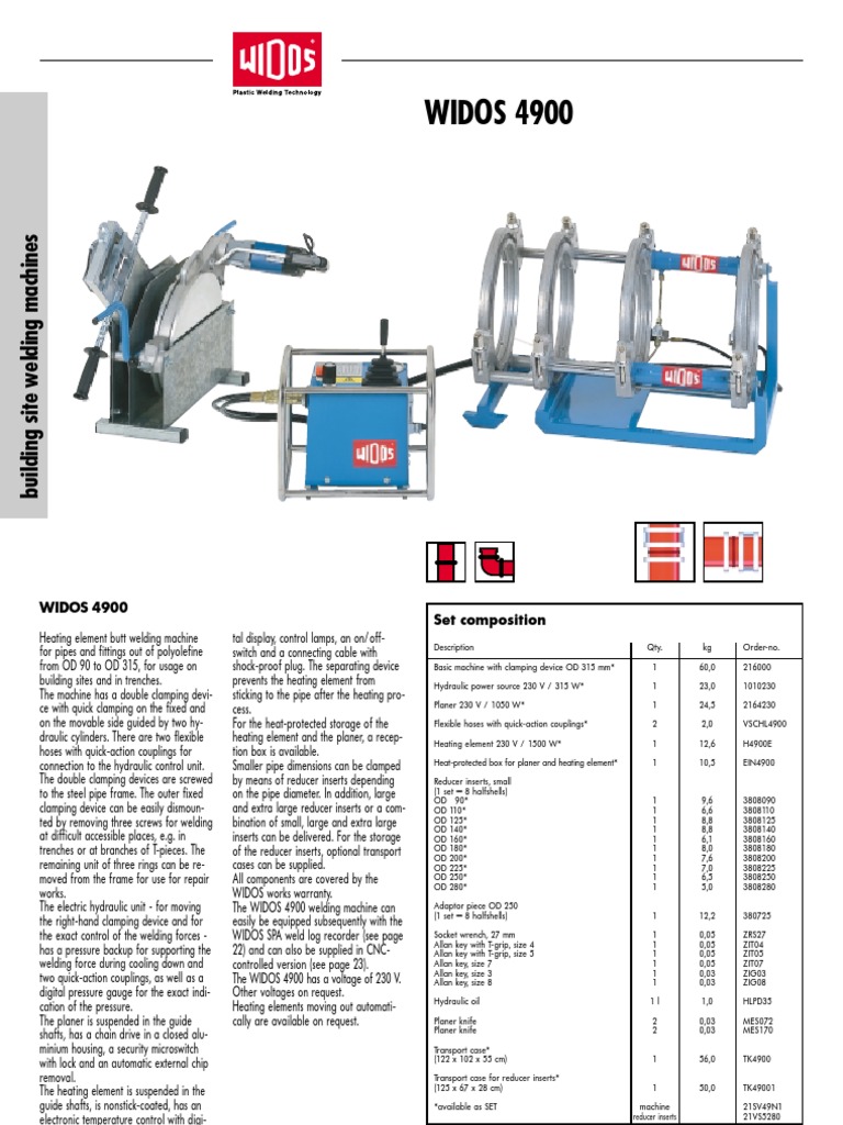 Widos Plastic Welding 4900 | PDF | Machines | Pipe (Fluid Conveyance)