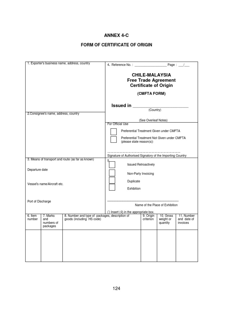 Annex 4-C: Form of Certificate of Origin | PDF | Exports ...