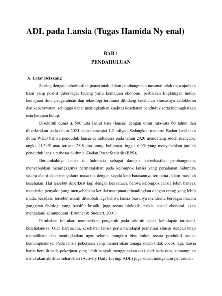 ADL Pada Lansia | PDF | Pengembangan Diri