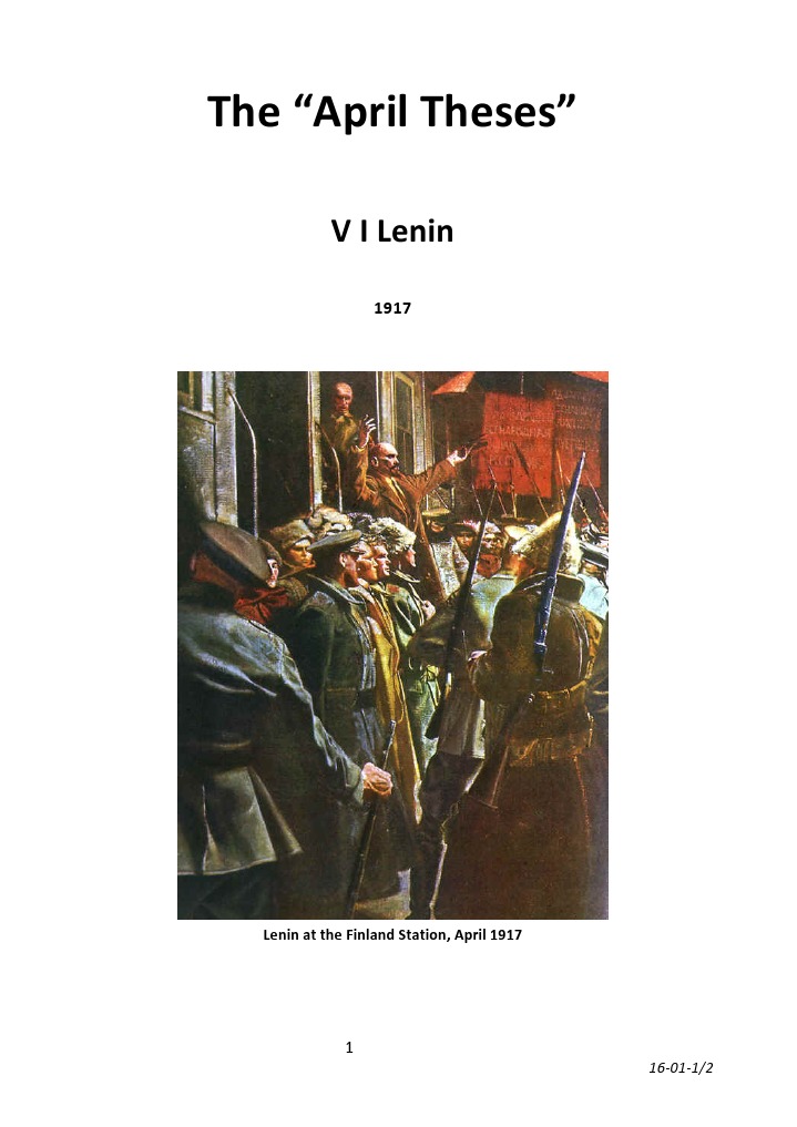Lenintheapriltheses 1917 | PDF | Vladimir Lenin | Identity Politics