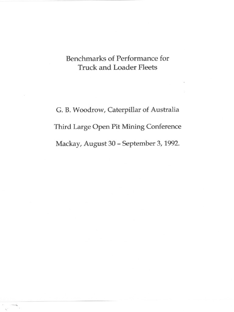 Benchmarks of Performance For Truck and Loader Fleets | PDF | Computer ...