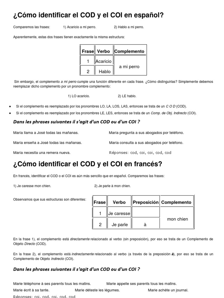 Pronom Comp Cod-Coi | PDF | Pronombre | Reglas