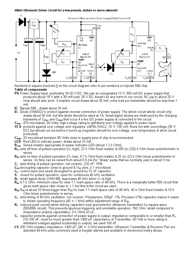 40kHz Ultrasonic Driver Circuit For A Few Pounds | PDF | Capacitor ...