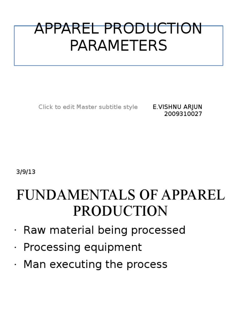 Apparel Production Parameters | PDF | Specification (Technical Standard ...
