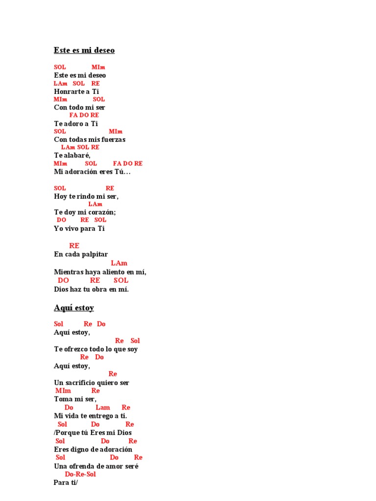 Letras y acordes de "Este es mi deseo" | PDF