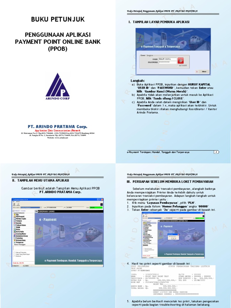 Panduan Aplikasi PPOB Arindo Pratama | PDF