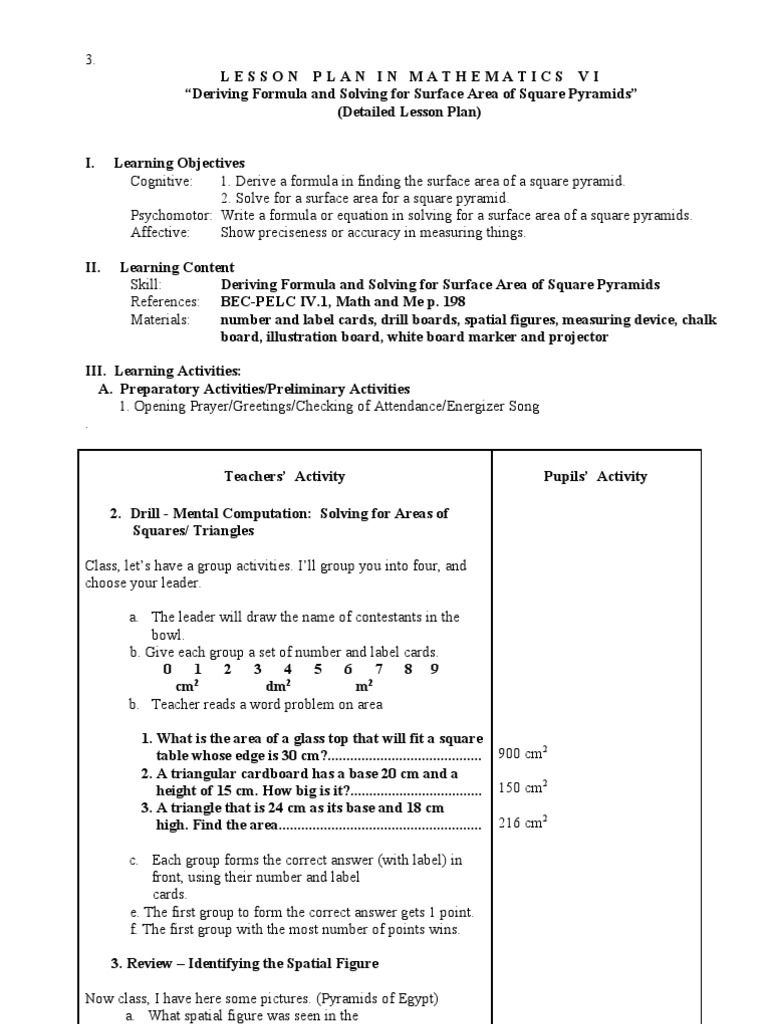 Detailed Lesson Plan | PDF | Lesson Plan | Triangle