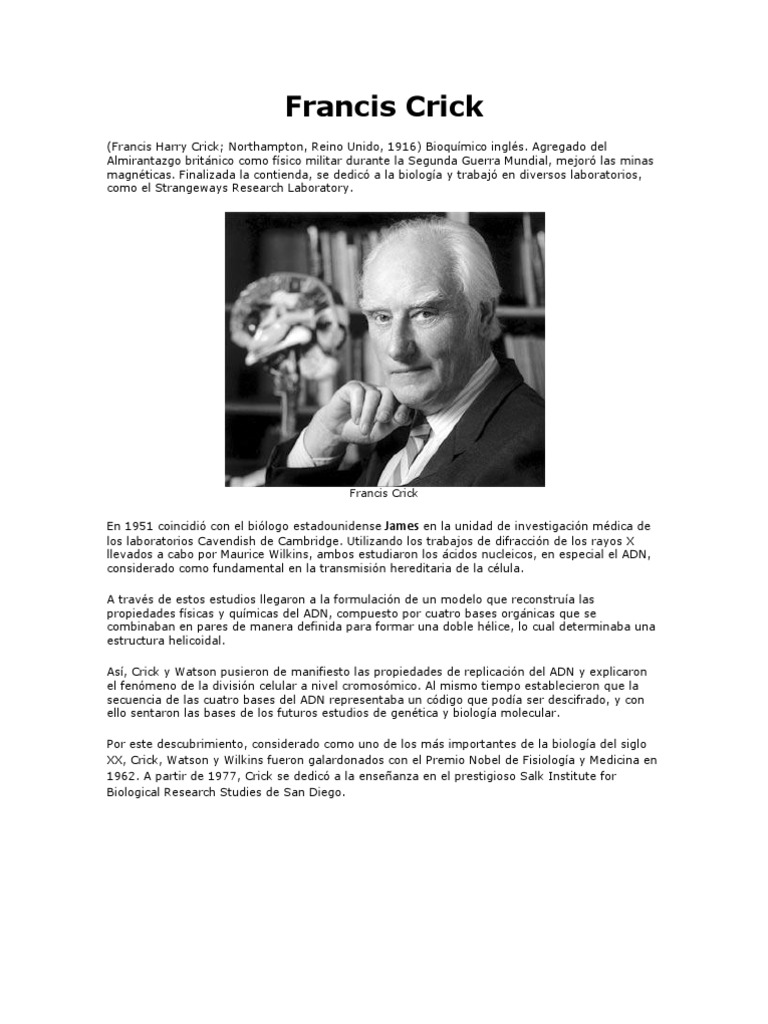 Francis Crick & James Dewey Watson | PDF | Francis Crick | James Watson