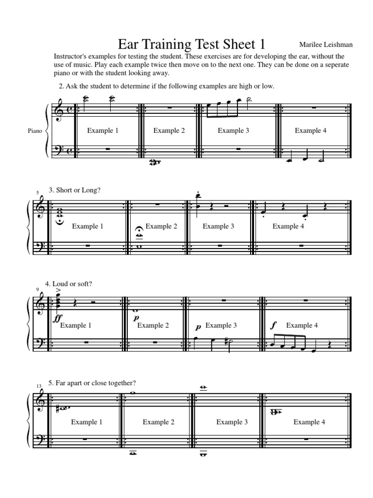 Ear Training Test Sheet 1 | PDF