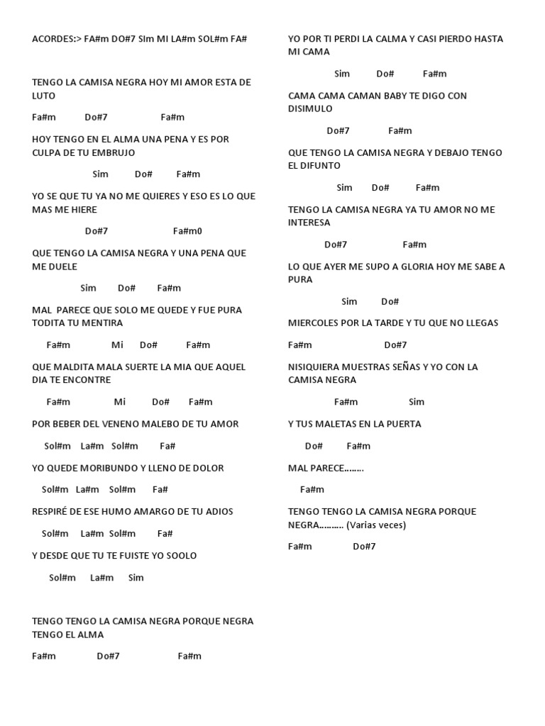 ACORDES - Camisa Negra | PDF | Musica en español
