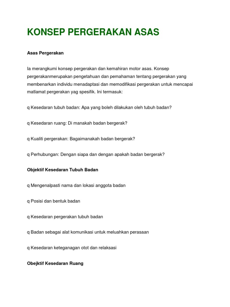 Konsep Pergerakan Asas | PDF