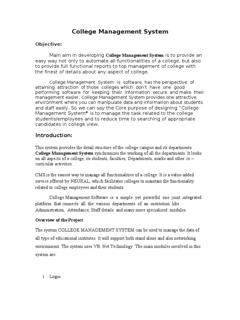 College Management System Overview | PDF