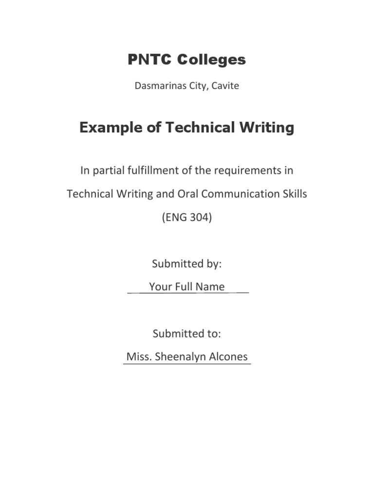 Technical Writing Example Submission | PDF