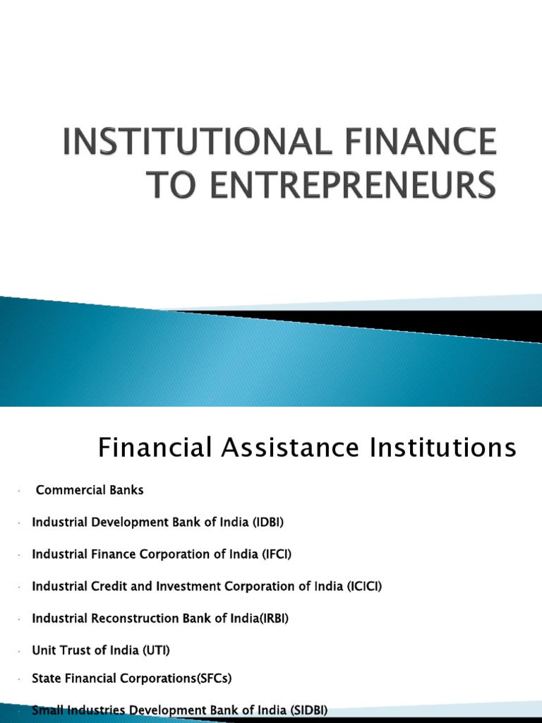 Financial Institutional Support to Entrepreneurs | Economy Related ...