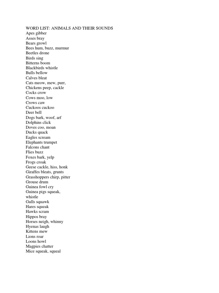 Animal Sounds and Their Names | PDF | Art