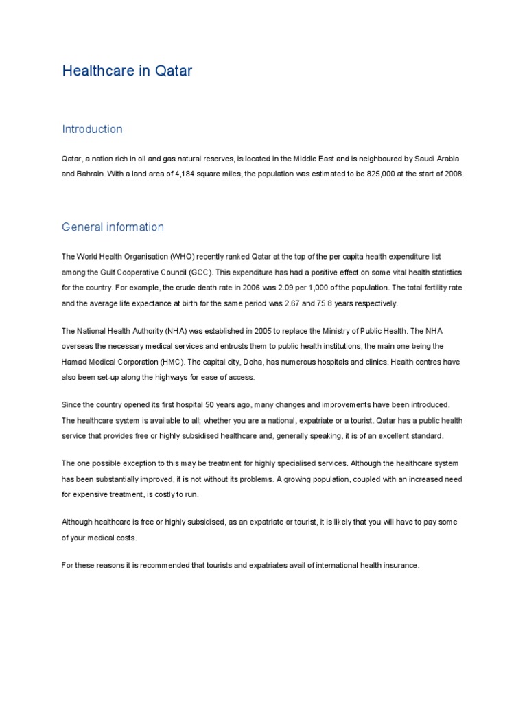 Healthcare in Qatar | Qatar | Health Care