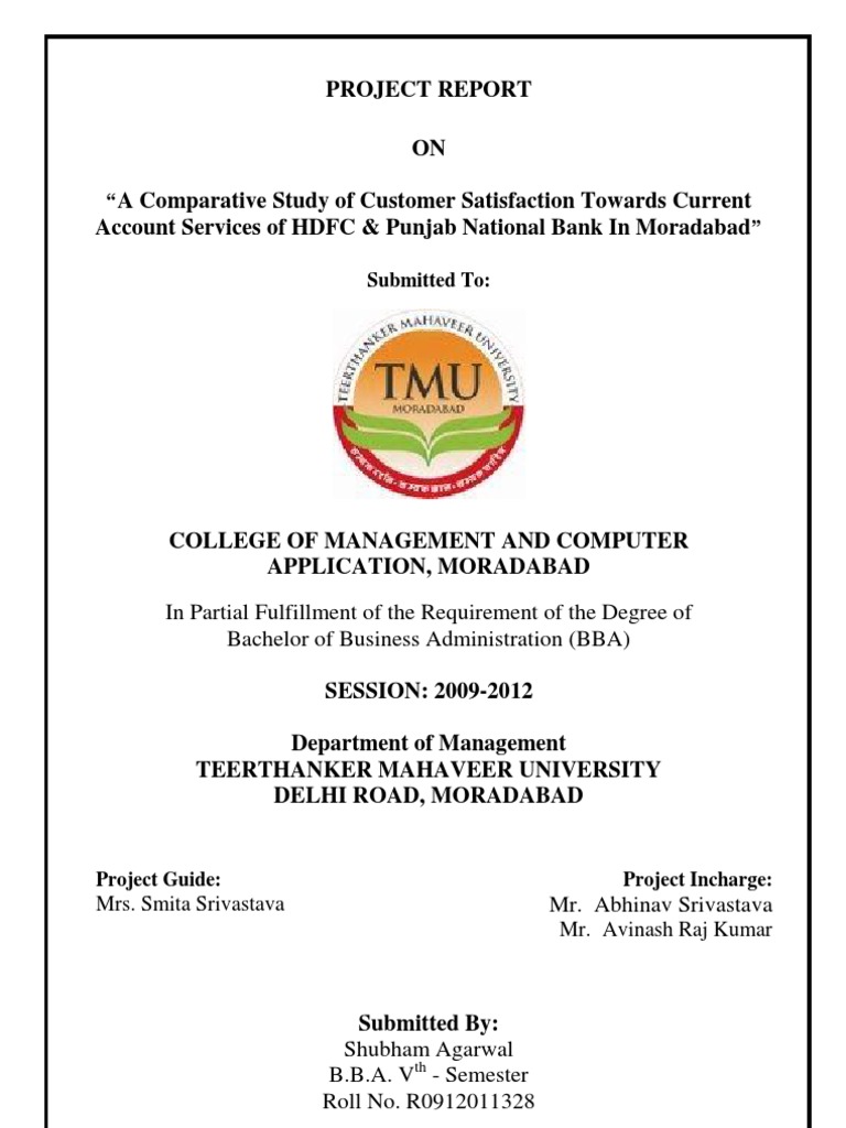 Project Report HDFC BANK | PDF | Customer Satisfaction | Contentment