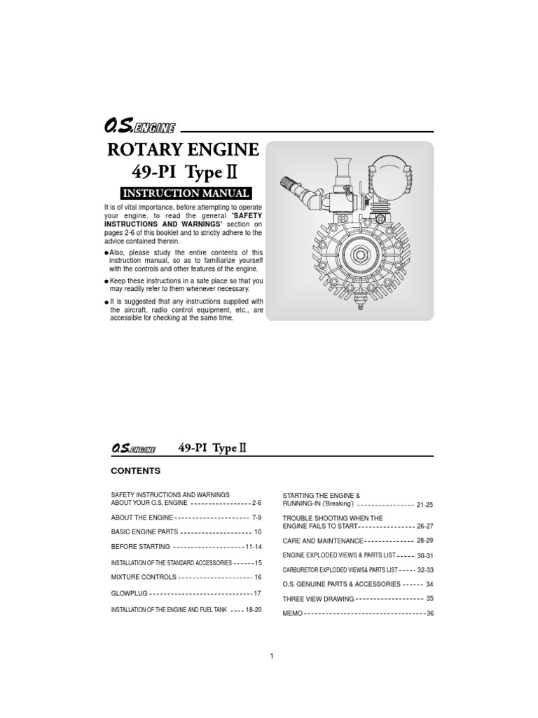 OS Rotary Engine 49-PI Ype!! | PDF | Internal Combustion Engine ...
