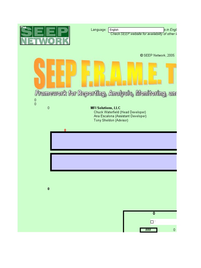 SEEP FRAME Tool, Version 2.02 | PDF | Microsoft Excel | Business