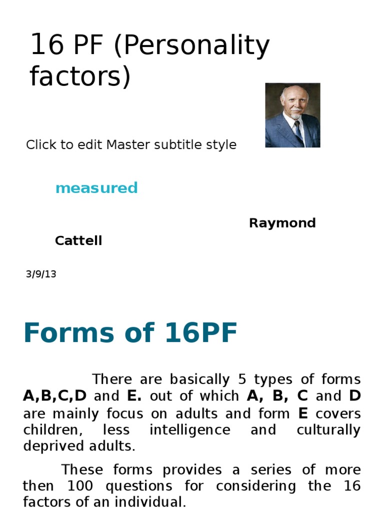Overview of Cattell's 16 Personality Factors | PDF | Action (Philosophy ...