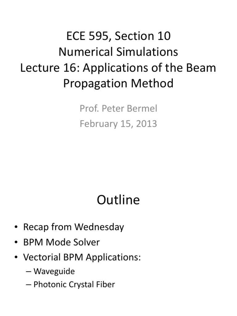 Beam Propagation Method in Waveguides | PDF | Waveguide | Optical Fiber