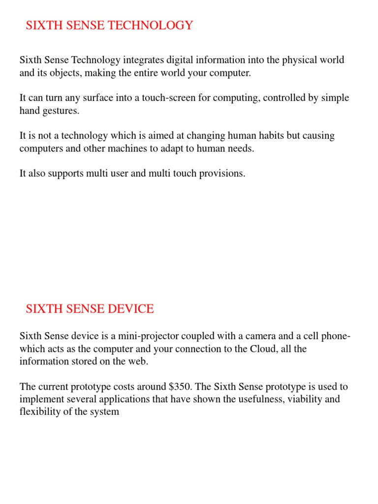 Sixth Sense Technology | PDF | Graphical User Interfaces | Information ...