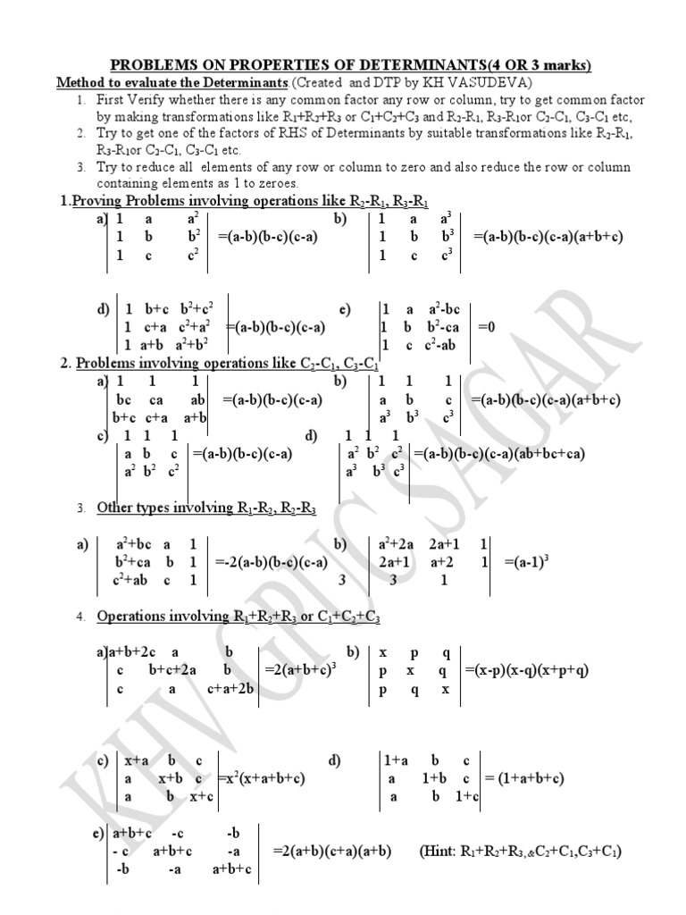 Problems on Properties of Determinants | Determinant | Real Analysis