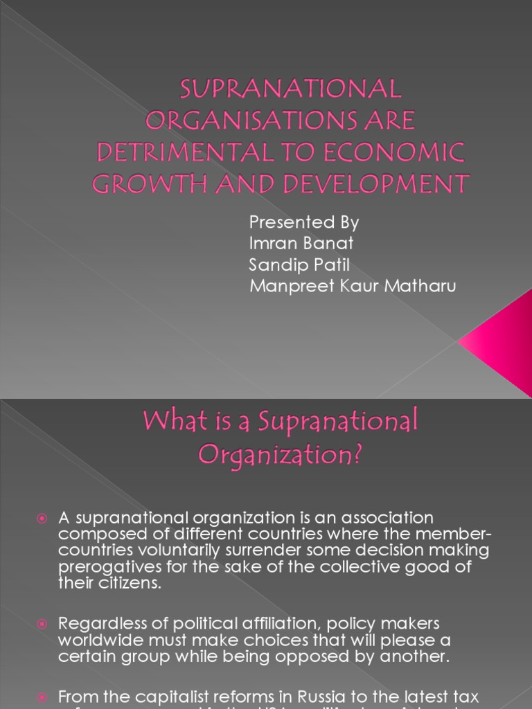 Understanding Supranational Organizations | PDF | International ...