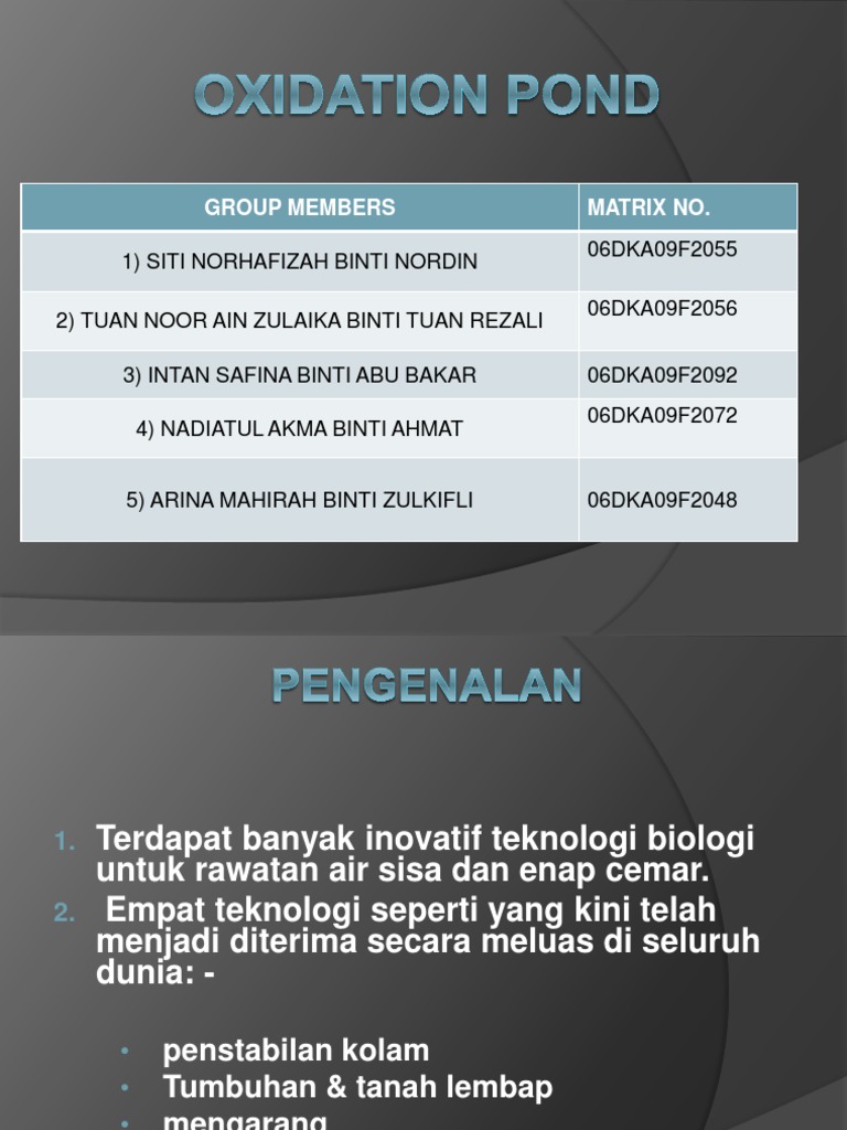 OXIDATION POND Presentation | PDF