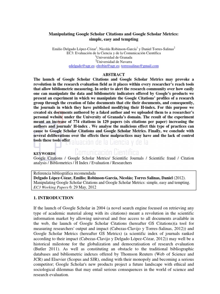 How To Fake Google Scholar Citations | PDF | Citation | Google