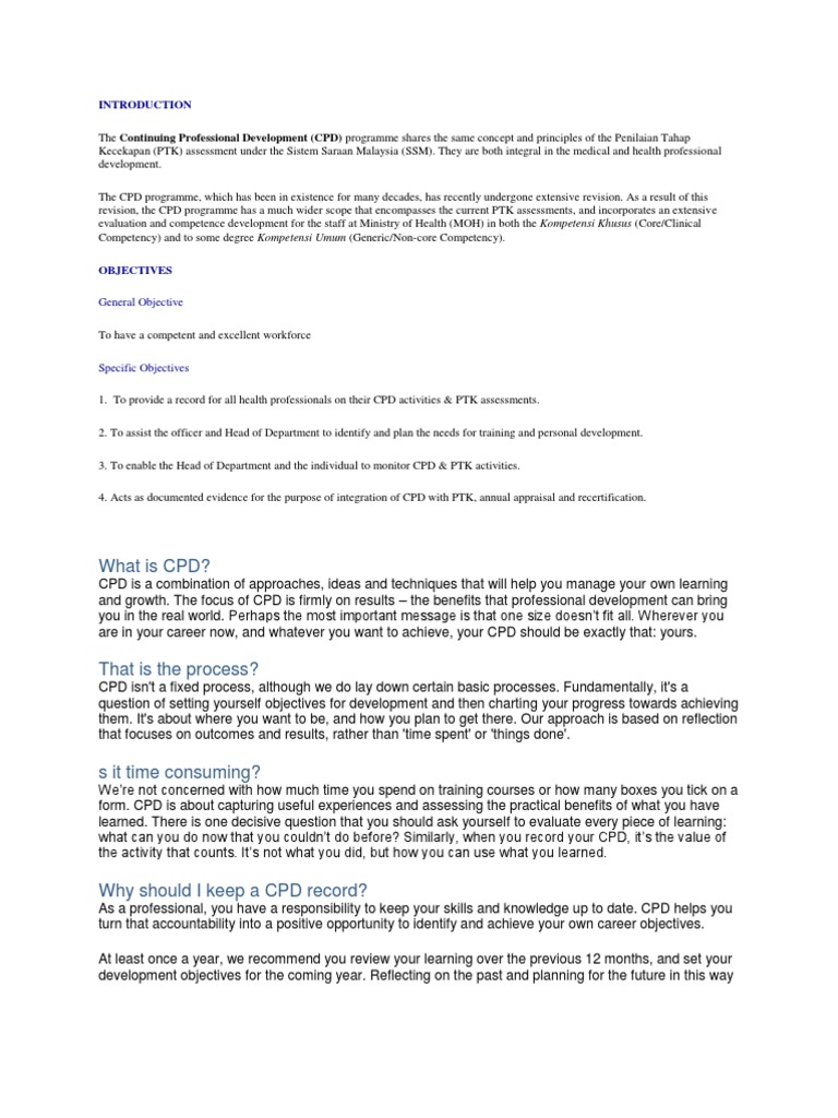 Introduction of CPD | PDF | Professional Development | Personal Development