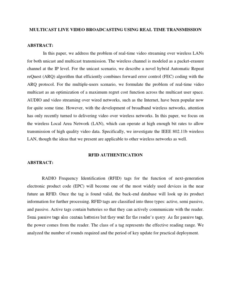 Multicast Live Video Broadcasting Using Real Time Transmission | PDF | Routing | Data Compression